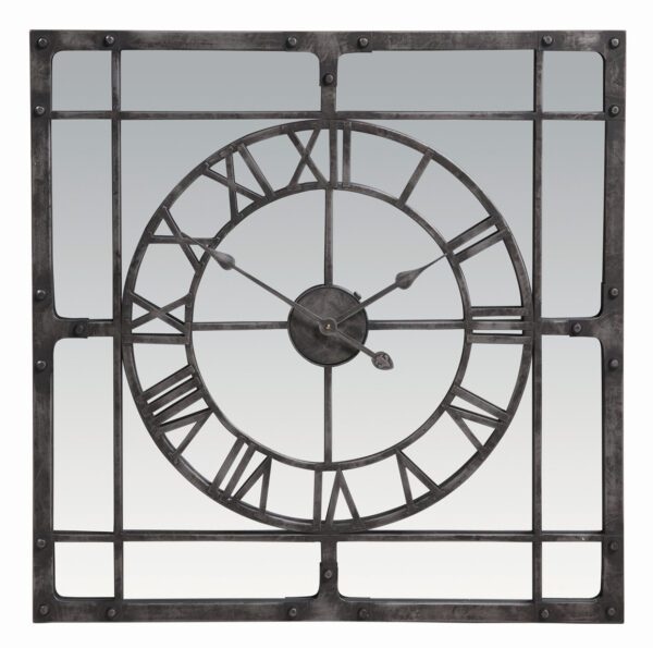 Horloge métal POMAX style industriel avec miroir - 77 x 77 cm - La ...